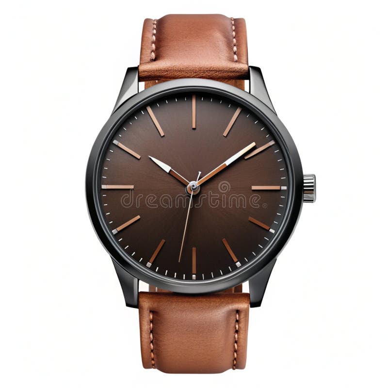 Brown and Black Watch with Black Face Stock Photo - Image of time ...
