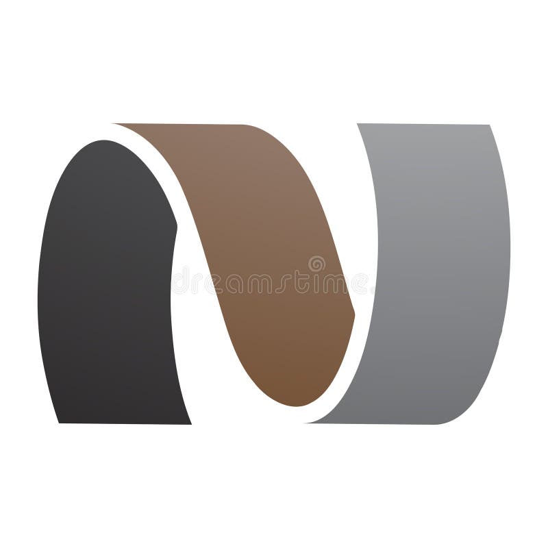 Brown and Black Wavy Shaped Letter N Icon Stock Vector - Illustration ...