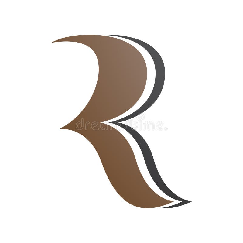 Brown and Black Wavy Shaped Letter R Icon Stock Vector - Illustration ...