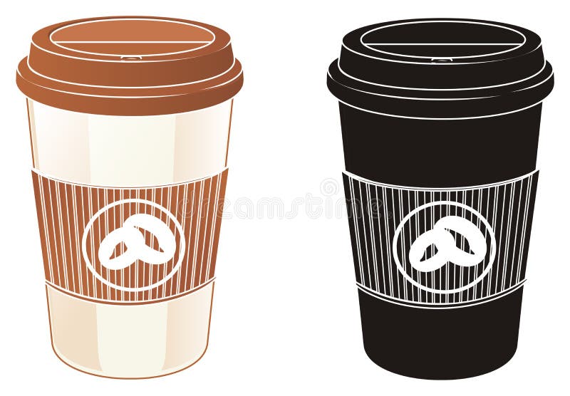 Pair of paper cups stock illustration. Illustration of drink - 170471234