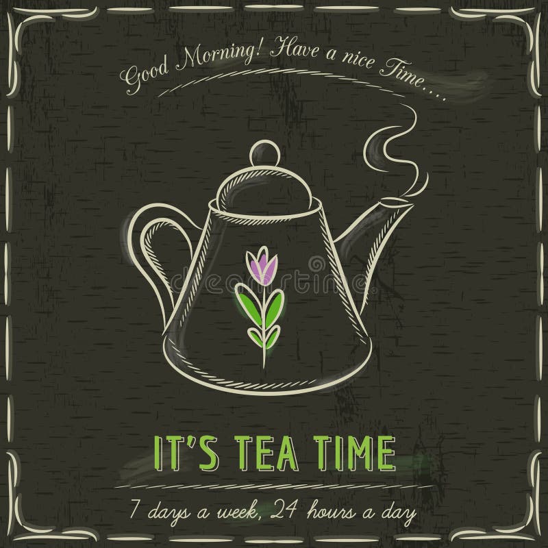 Brown Blackboard with a Teapot and Text, Vector Stock Vector ...