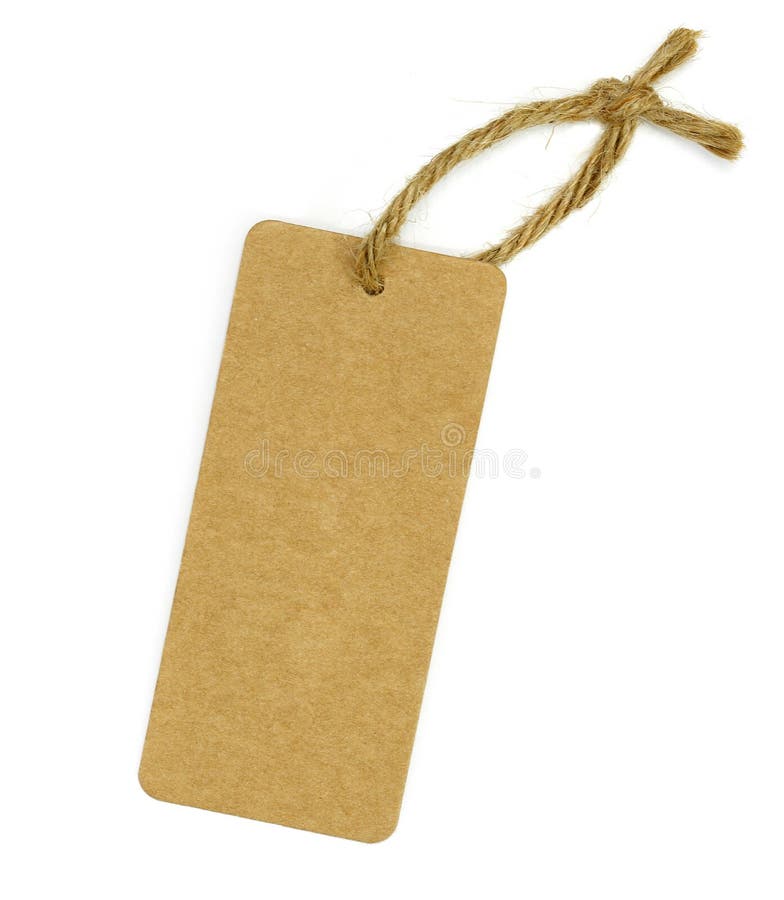 Brown Blank Paper Price Tags or Labels Set on the Blue Background ...