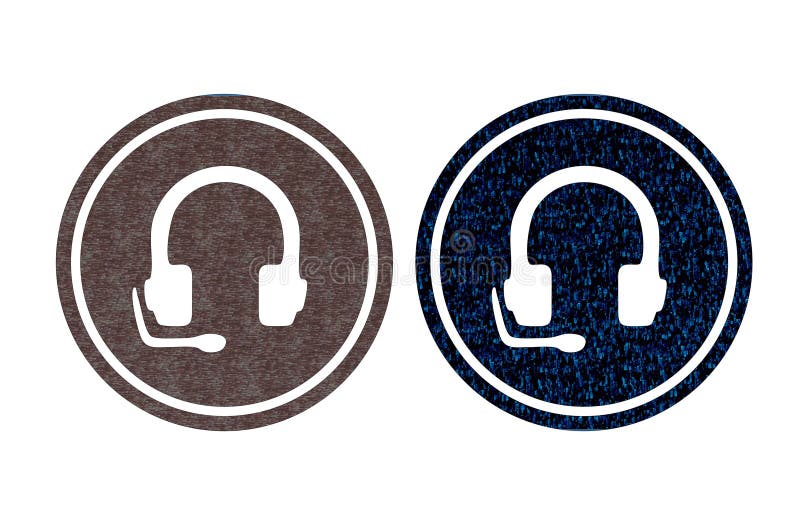 Brown and Blue Headset Icon Symbol with Texture Stock Photo ...