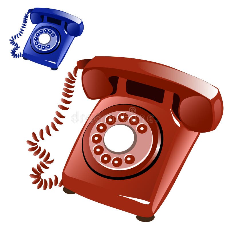 Brown and Blue Vintage Telephone with Disk. Vector Stock Vector ...