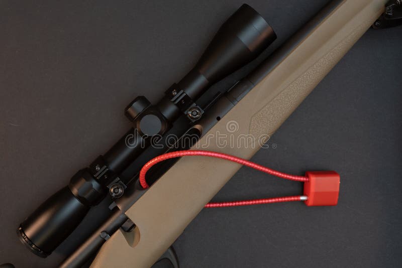 Hunting Rifle with Cable Lock. Stock Photo - Image of ammo, hunter ...