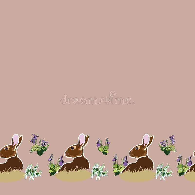 Brown border with bunny. stock vector. Illustration of element - 142427323