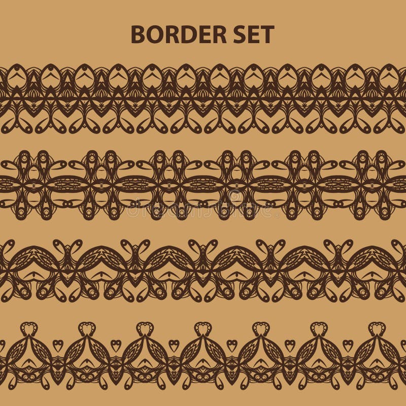 Brown Border Pattern Set stock vector. Illustration of brown - 59513147