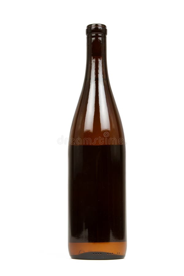 Brown Bottle of Alcohol on a White Background Stock Image - Image of ...