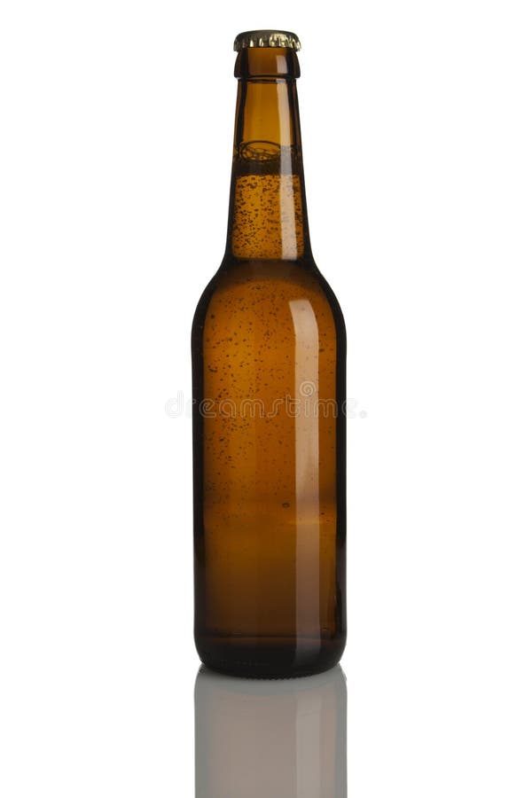 Brown Bottle of Beer without Labels Stock Photo - Image of lager, crown ...