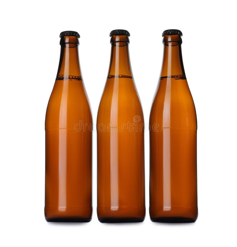 Brown Bottles with Beer Isolated Stock Photo - Image of color, drink ...