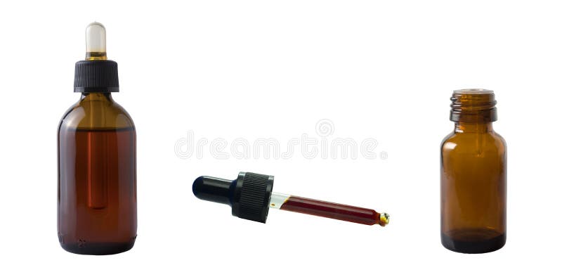Brown Bottles with Droppers White Background Stock Photo - Image of ...