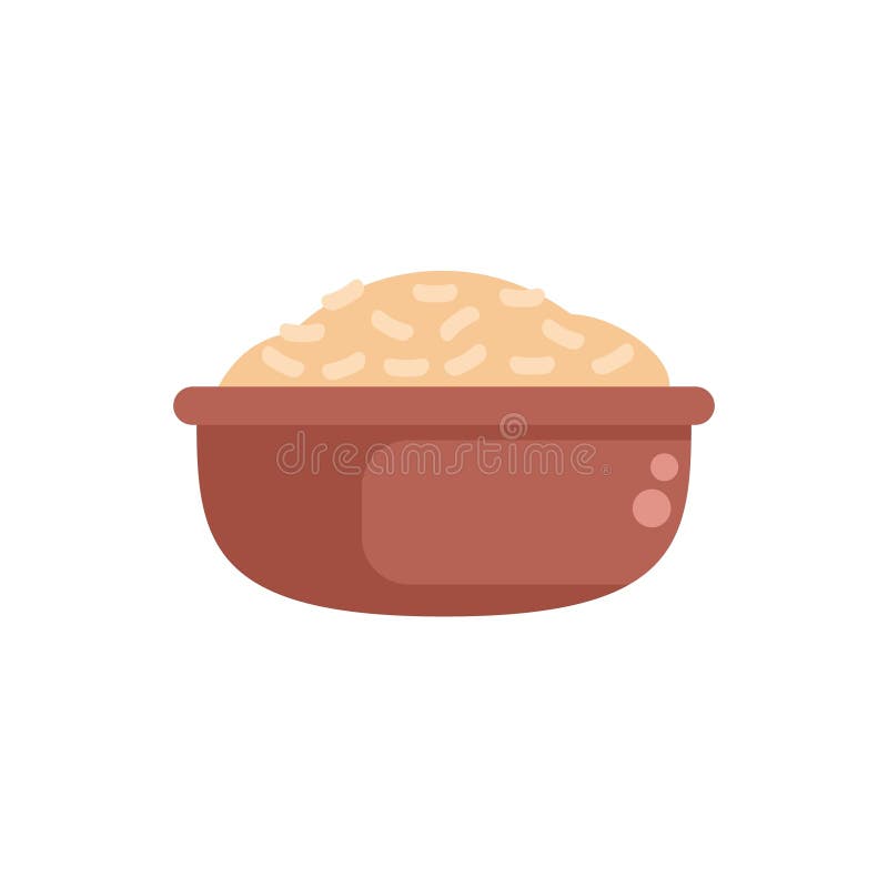 Brown Bowl Overflowing with Cooked White Rice Stock Illustration ...