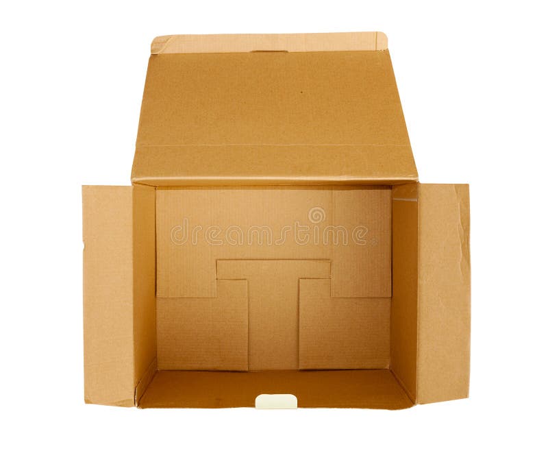 Brown Box - Open, Empty and Isolated Stock Image - Image of brown ...
