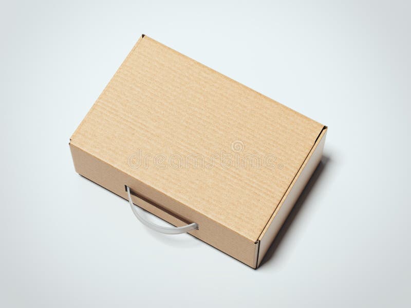 Brown Box Package with Transparent Handle. 3d Rendering Stock ...