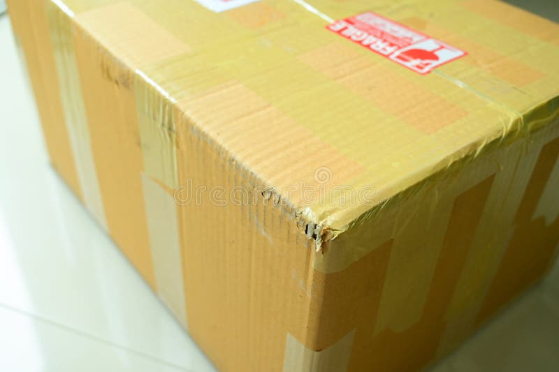 Brown Box Packaging with Warning Symbol Stock Image - Image of fragile ...