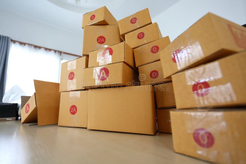 Brown Box Post Package Many Size Preparing Express Delivery for ...