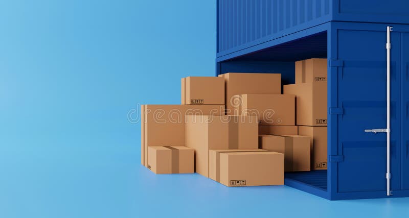 Brown Box Stacking and Container Box with Copy Space Stock Illustration ...