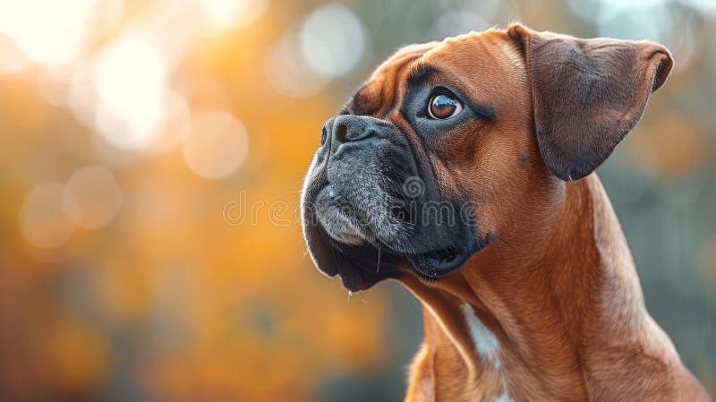 A Brown Boxer Dog Isolated on a White Background with a Serious ...
