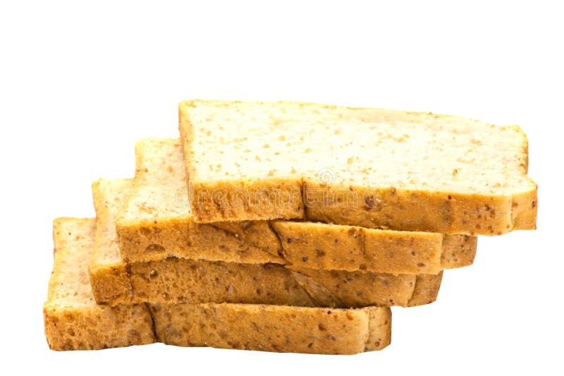 Brown Bread Slice on White Background. Stock Image - Image of culinary ...
