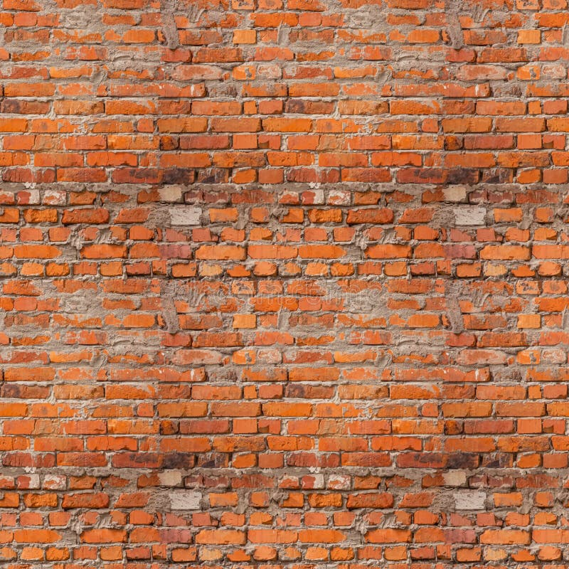 Brown Brick Wall with Cement, Seamless Pattern Stock Photo - Image of ...
