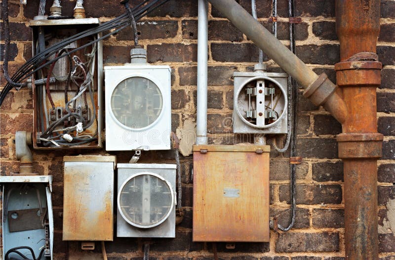 Electrical Meter Boxes stock image. Image of brown, meters - 29978269
