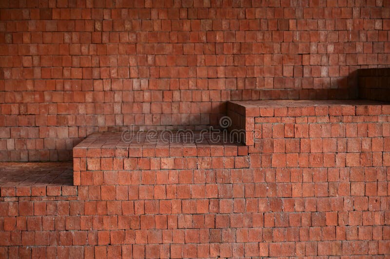 Brown Brick Wall with Staircase, Construction Design Stock Photo ...