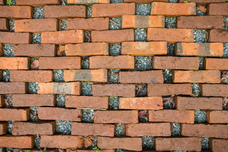 Brown Bricks Decorated in Pattern on Floor Stock Photo - Image of ...