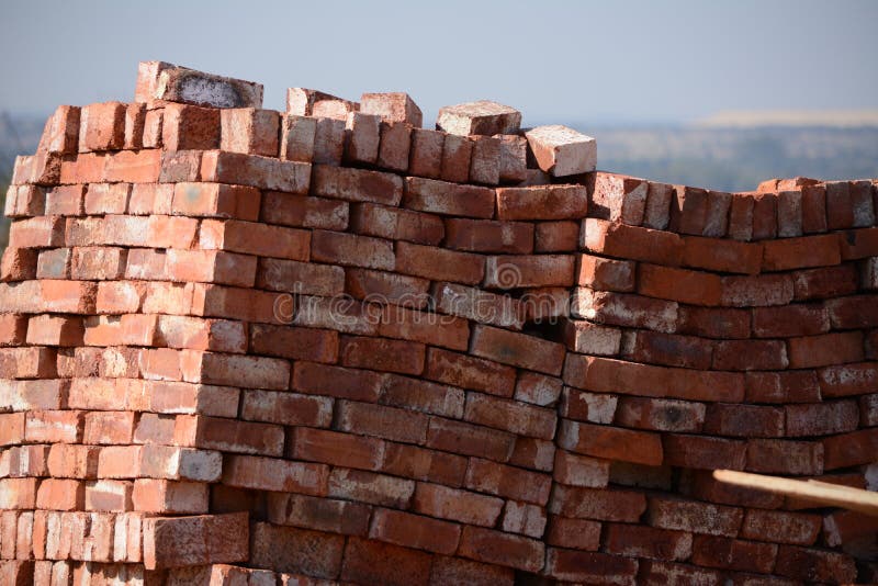 Brown Bricks about To Fall Over. Stock Photo - Image of temple ...
