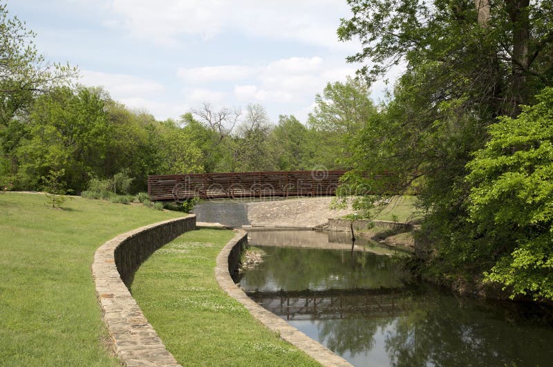 A Brown Bridge in a Community Park Stock Image - Image of design ...