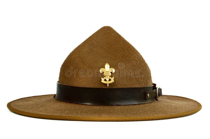 Brown Brim Hat (hat of Scout) Isolated on White Ba Stock Image - Image ...
