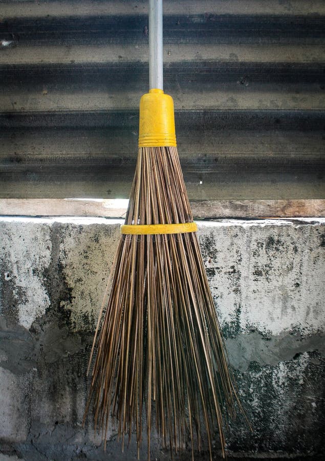 Brown Broom Hanging on the Wall Stock Image - Image of tools, home ...