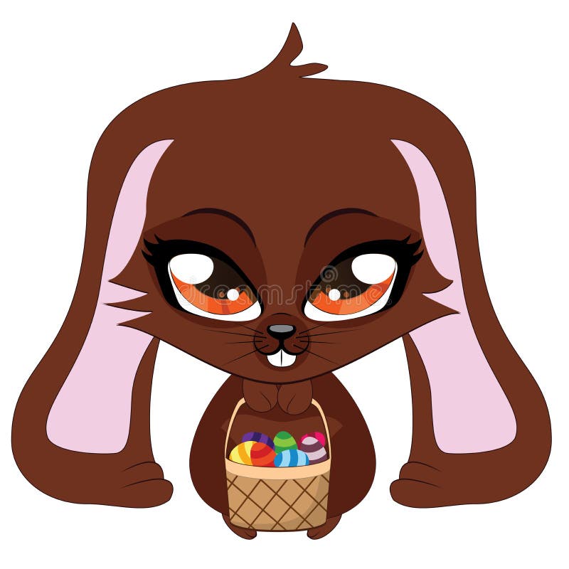 Cartoon Easter Bunny Holding Colourful Easter Eggs Stock Vector ...