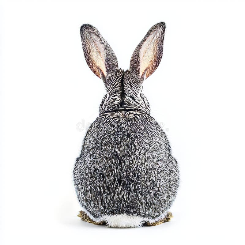 A Brown Bunny S Back View, Isolated on a White Background Stock Photo ...