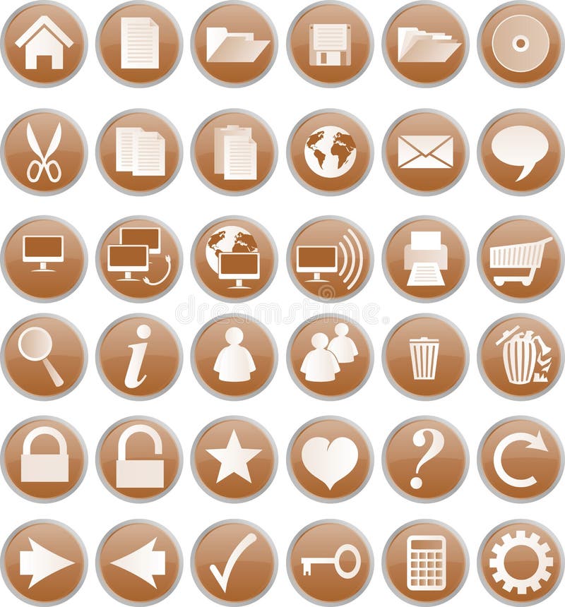 Brown buttons stock vector. Illustration of folder, detailed - 6687948