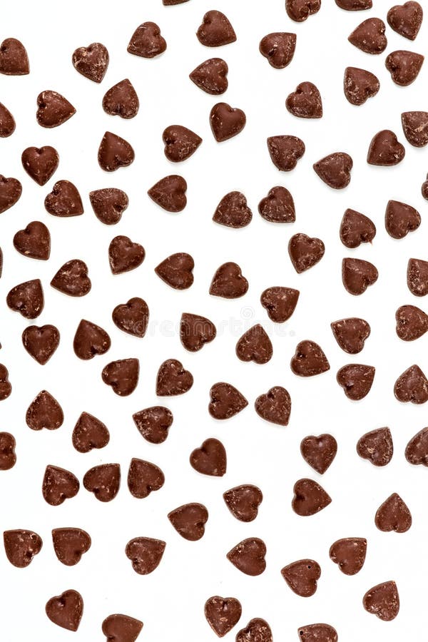Brown Candy Heart Shaped Milk Chocolate Chip Pieces Stock Image - Image ...