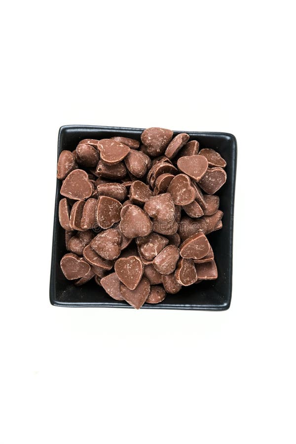 Brown Candy Heart Shaped Milk Chocolate Chip Pieces Stock Photo - Image ...