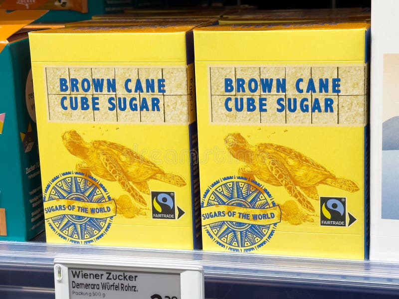 Brown Cane Cube Sugar Box Packaging with Tortoise Design on Display ...