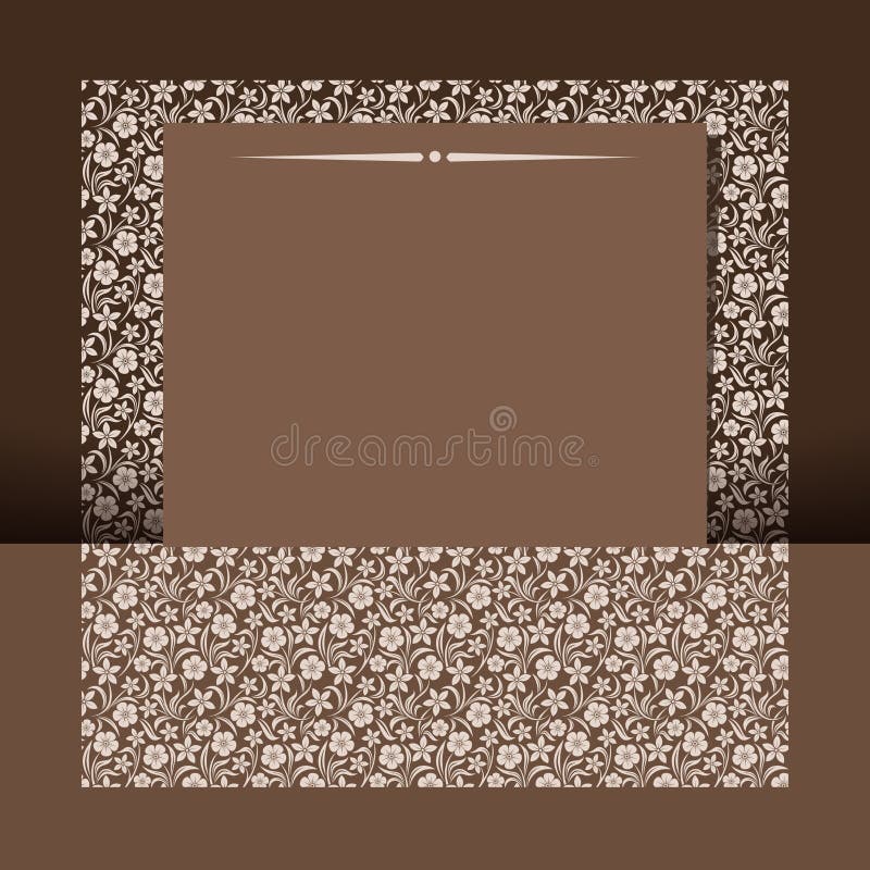 Brown Card with Floral Pattern. Stock Vector - Illustration of card ...