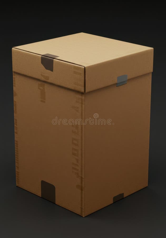 Brown Cardboard Box on Dark Background Stock Photo - Image of empty ...