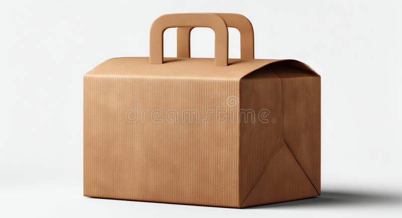 Brown Cardboard Box with a Handle Stock Photo - Image of gift, carry ...