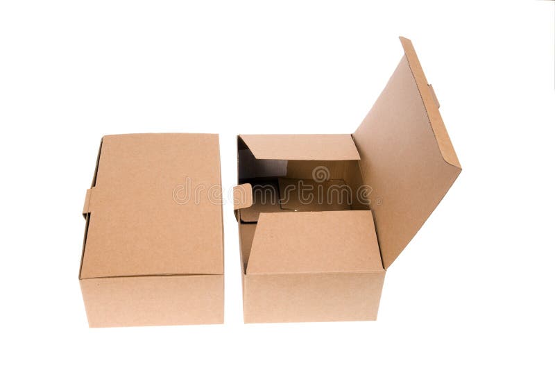 Brown Cardboard Box, Isolated On White. Stock Photo - Image of isolated ...