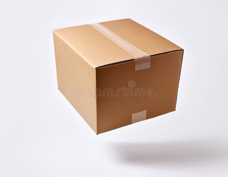 Brown Cardboard Box Isolated on White Stock Image - Image of blank ...