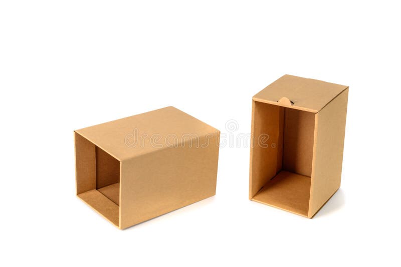 Brown Cardboard Box Package with Cover, Isolated on White Background ...