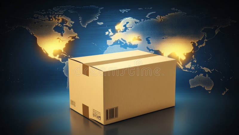 A Brown Cardboard Box Representing Global Logistics is Shown Flying ...