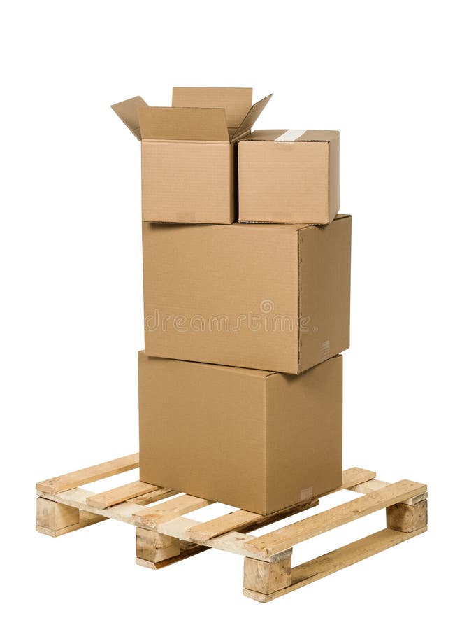 Brown Cardboard Box Set Isolated on White Stock Image - Image of ...