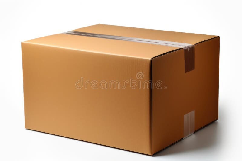 A Brown Cardboard Box with a Silver Stripe, Cardboard Packaging Mockup ...