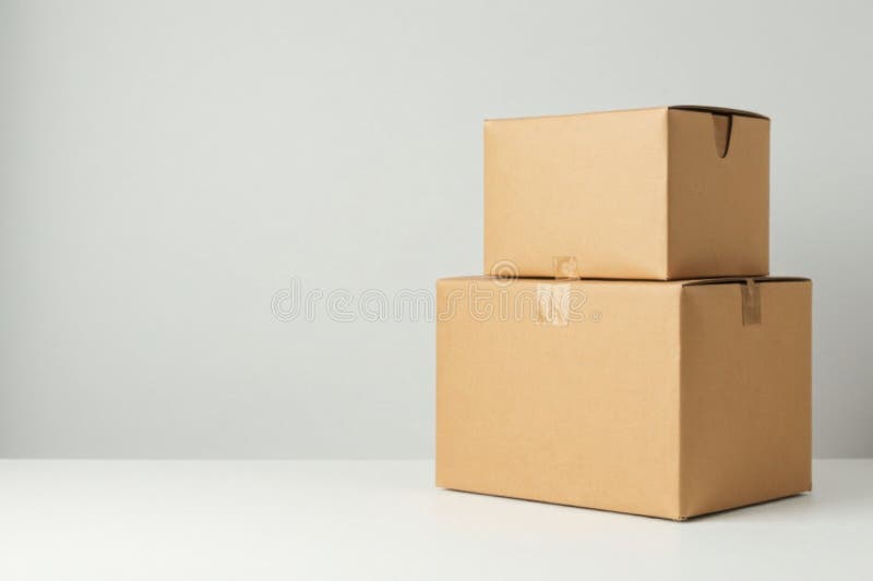 Brown Cardboard Box Stacked Neatly on a White Surface, Packaging, Reuse ...