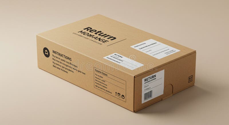 Brown Cardboard Package Designed for Returns, Featuring Printed ...