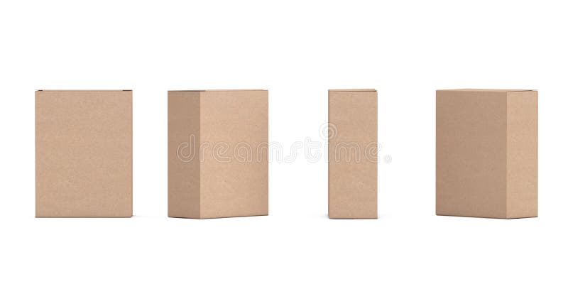 Brown Cardboard Paper Package Box Mockup in Different View. 3d ...