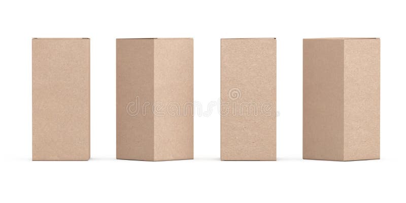 Brown Cardboard Paper Package Box Mockup in Different View. 3d ...